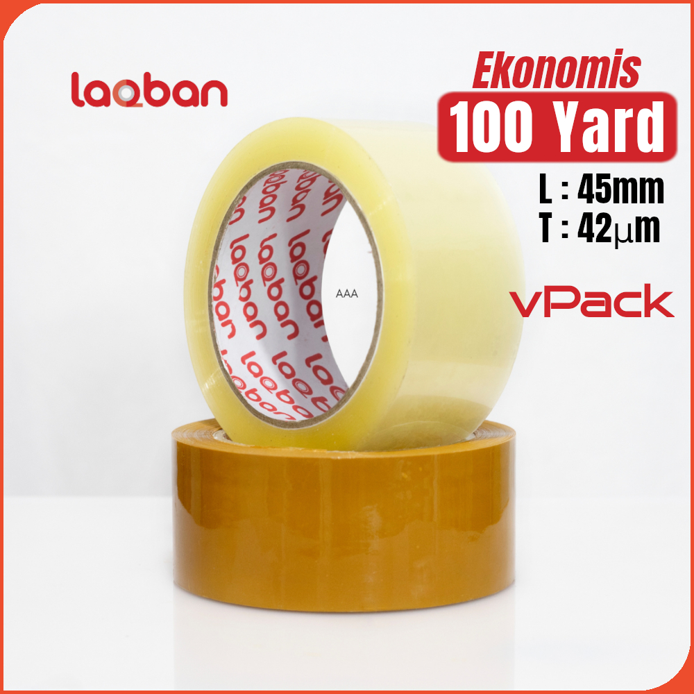 Jual vPack Lakban Bening Cokelat 100 Yard 45 mm Packing Adhesive Tape ...