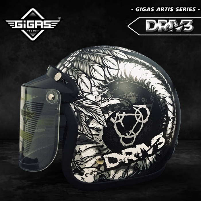 Jual HELM RETRO GIGAS X DRIVE II BLACK DOFF | Shopee Indonesia