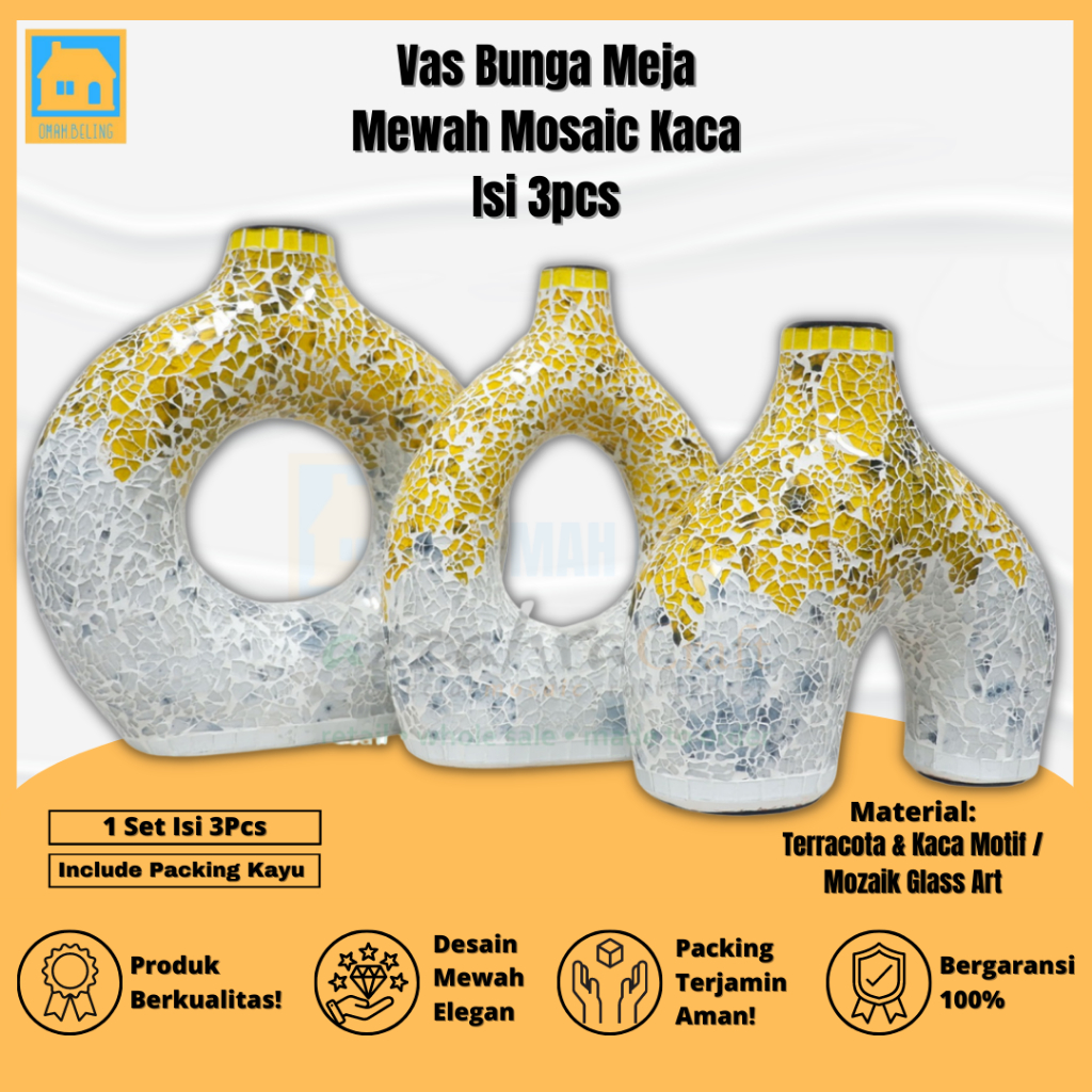 Jual Vas Bunga Mozaik Aesthetic Keramik Dekorasi Meja Tamu Ruang Makan ...