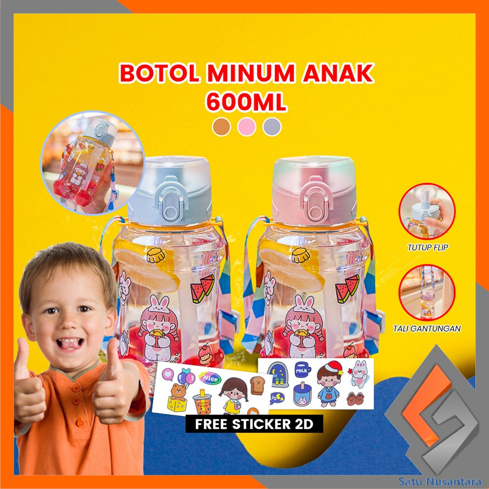 Jual SN-C830 Botol Air Minum 600ML FREE Tali Botol Minum Flip Top Anak BPA FREE / Botol Minum ...
