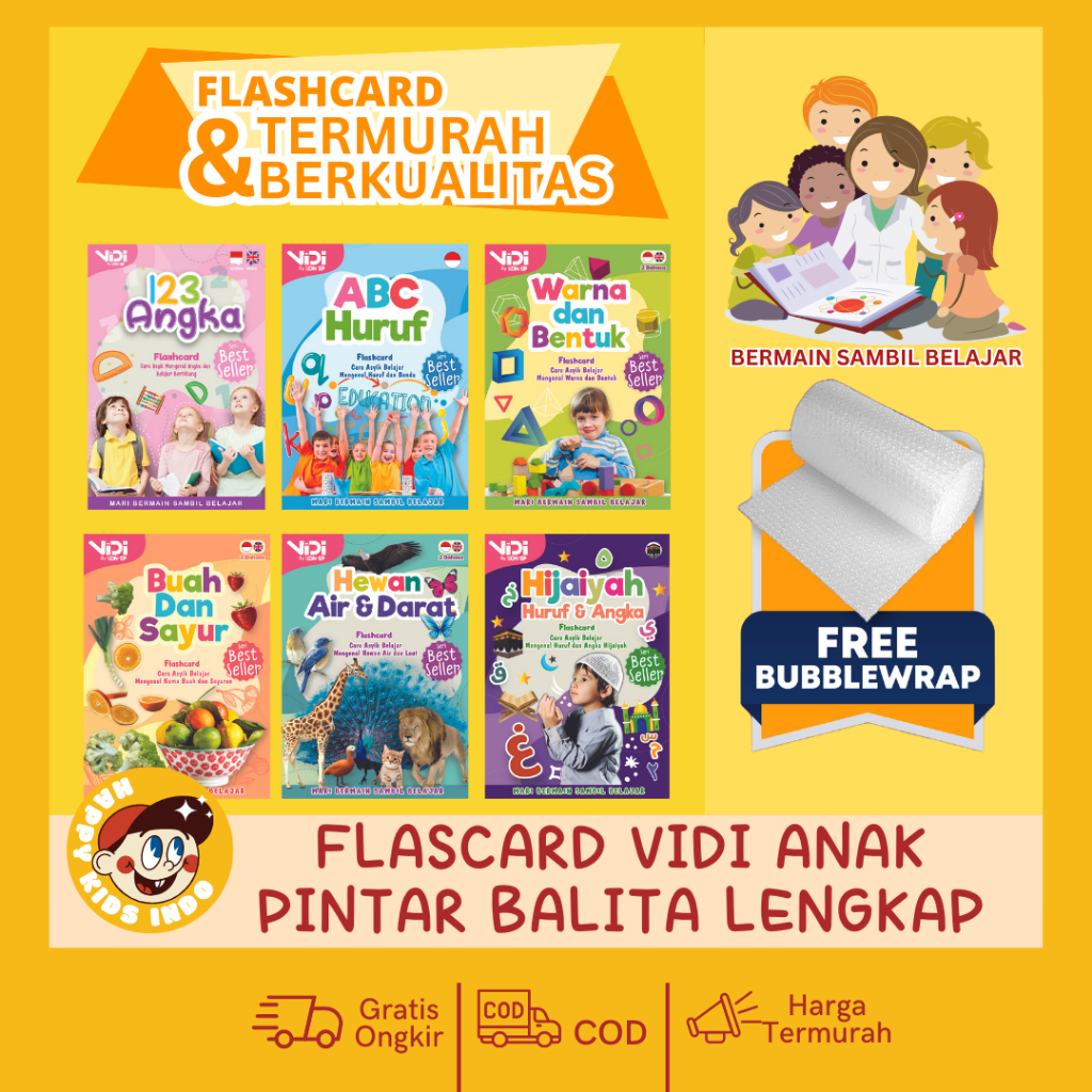 Jual MAINAN ANAK KARTU EDUKASI ANAK FLASHCARD VIDI MENGENAL HURUF ANGKA ...