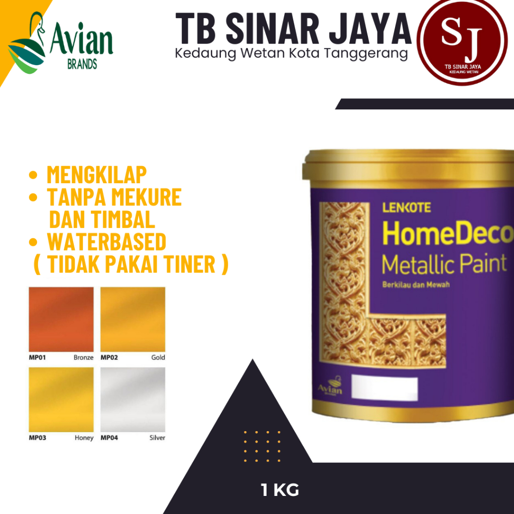 Jual Cat Emas / Cat Warna Emas Lenkote HOMEDECO Metalic Paint Cat Besi ...