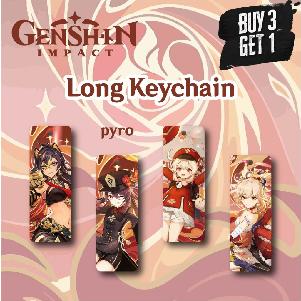 Jual BURJOIS Gantungan Kunci Persegi Panjang Pyro Genshin Impact | Long ...