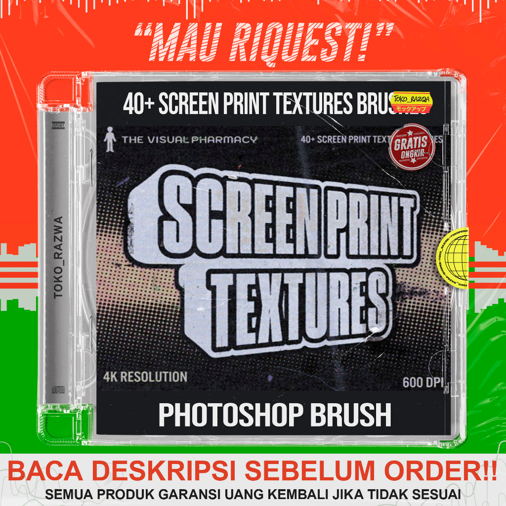 Jual Photoshop Brush - 40+ Screen Print Textures Brushes - 100523 ...