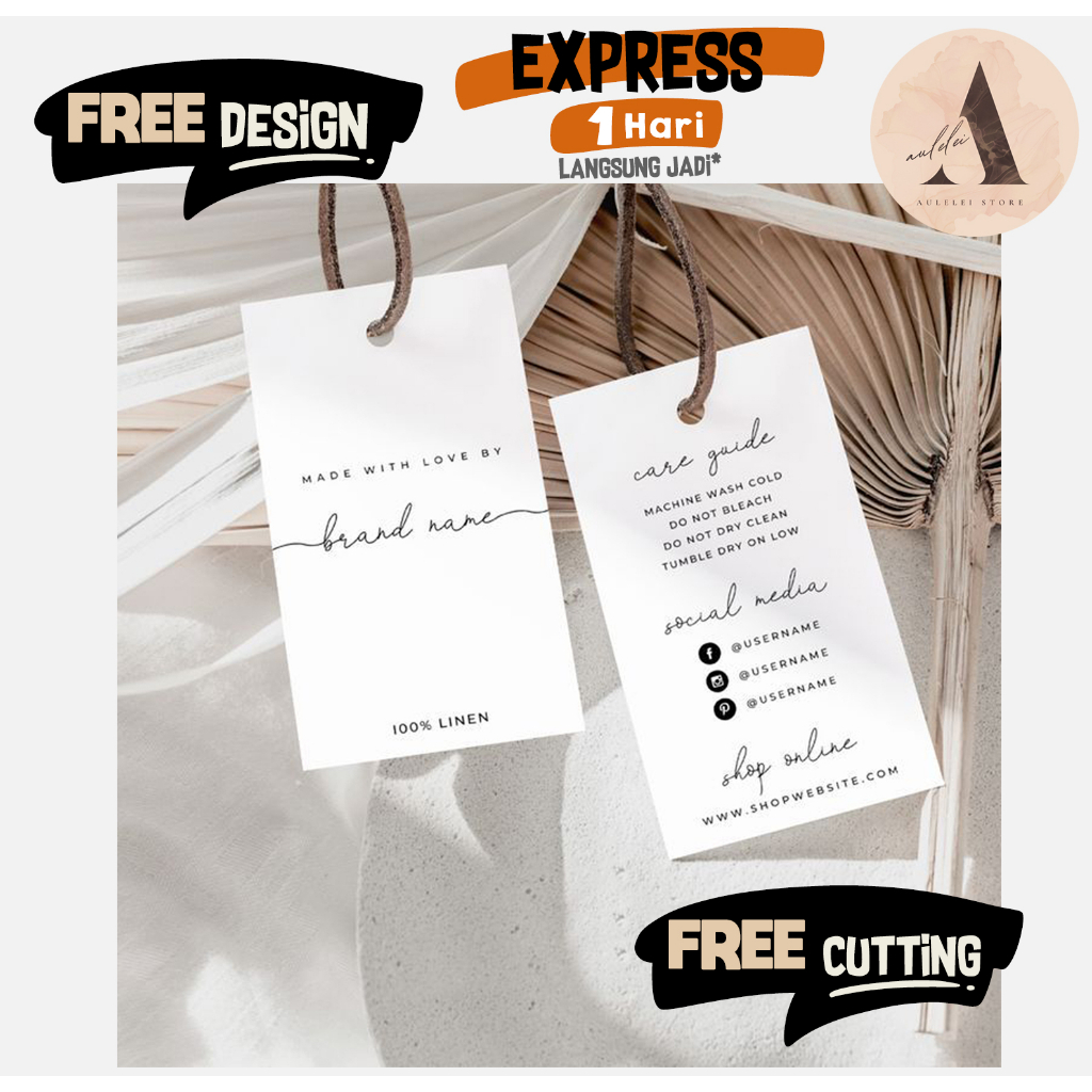 Jual Custom Hang Tag Baju LINEN / kertas tekstur TEBAL - Label Baju ...