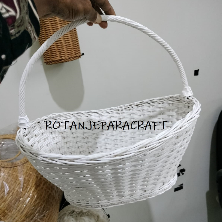 Jual keranjang oval tangkai/keranjang rotan/parcel rotan | Shopee Indonesia