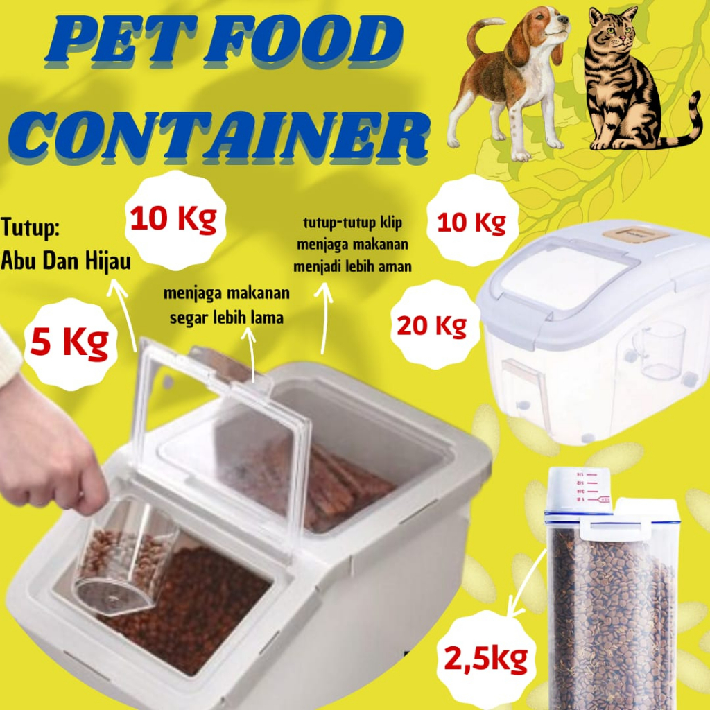 Jual Kontainer Tempat Makan Hewan 5KG/10KG pet Food Container pet ...