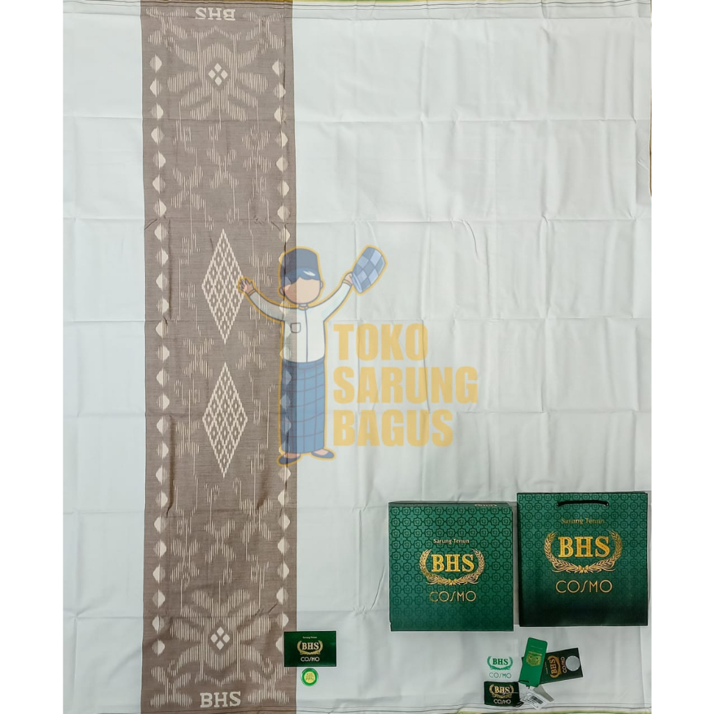 Jual Sarung BHS Cosmo Gold Warna Putih Polos dan Hitam Polos | Shopee ...
