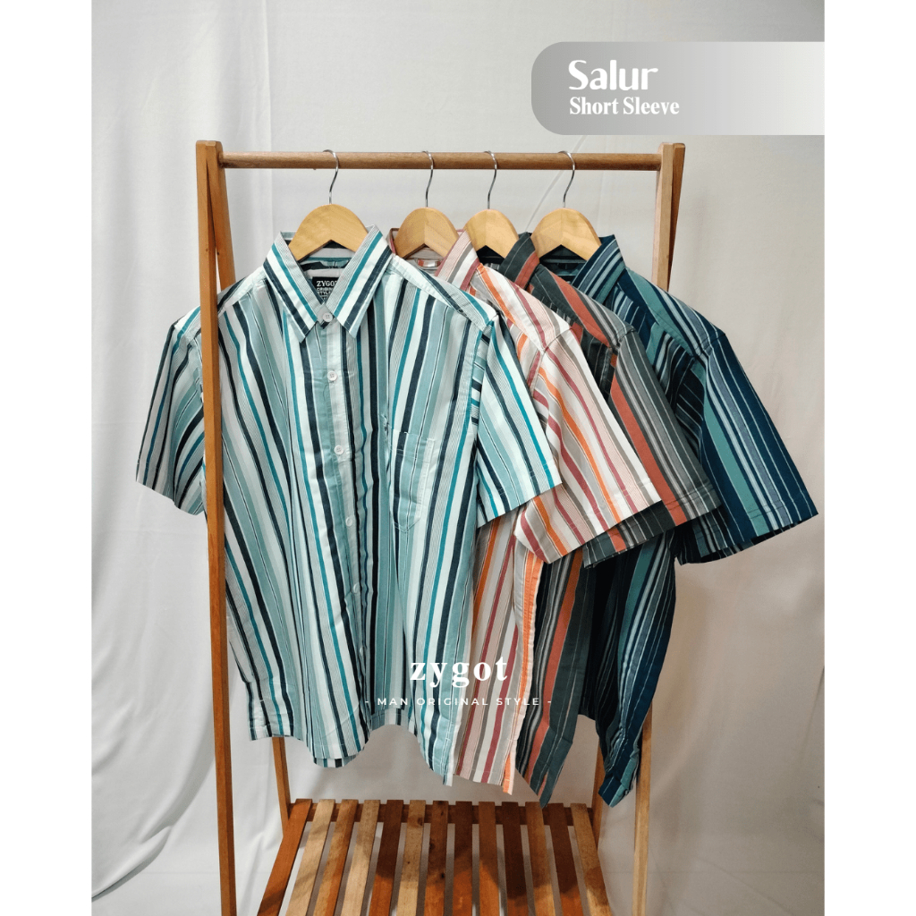 Jual Buy 1 Get 1 Free Kemeja/Hem Laki-laki Dewasa Bahan Motif Salur ...