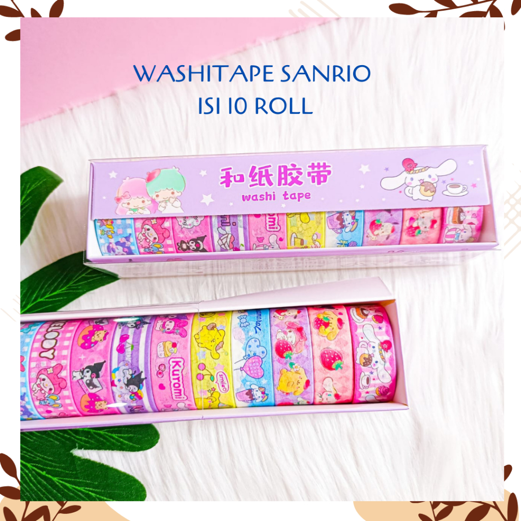 Jual 1 BOX WASHITAPE SANRIO ISI 10 ROLL SOLATIP KARAKTER CARTOON ALAT ...
