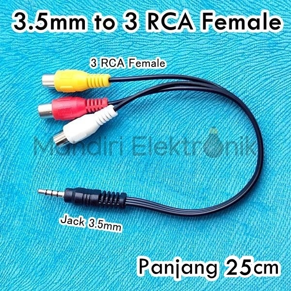 Jual Kabel Audio 3.5mm to 3 RCA Female Cable - Audio 3.5mm to 3 AV - 3. ...