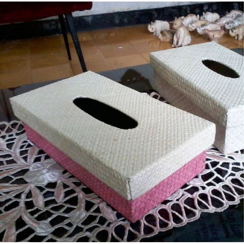Jual tempat box tisu tissu tissue anyaman pandan polos etnik aesthetic ...