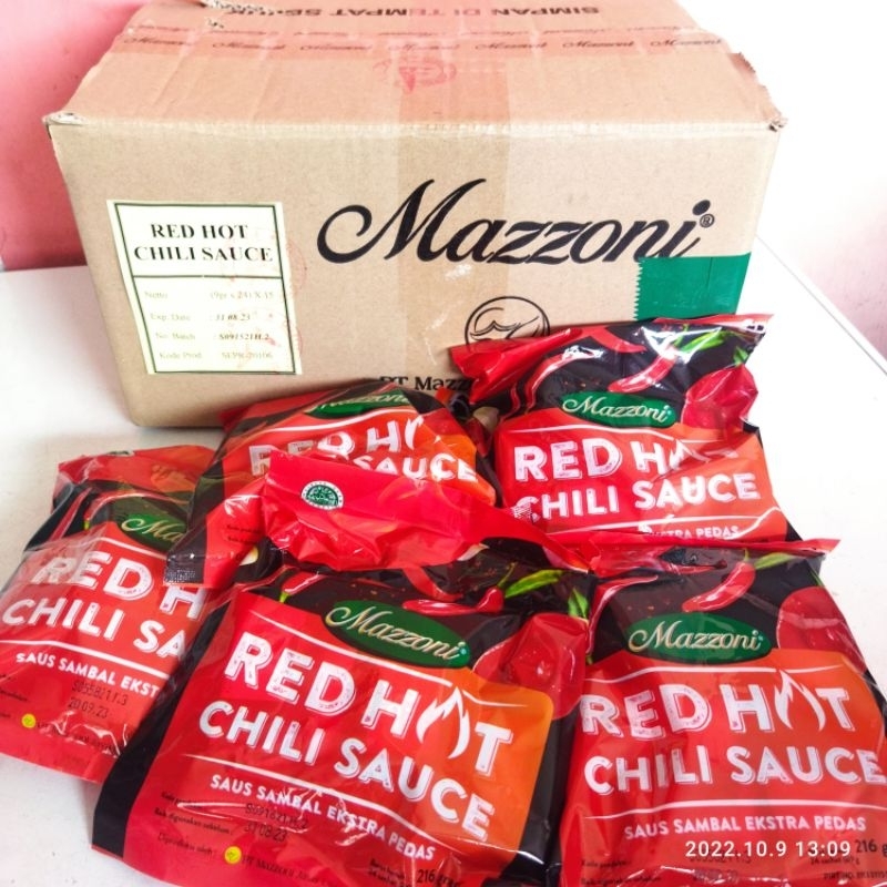 Jual 1 dus Red hot mazzoni saos kemasan stik 8gr | Shopee Indonesia