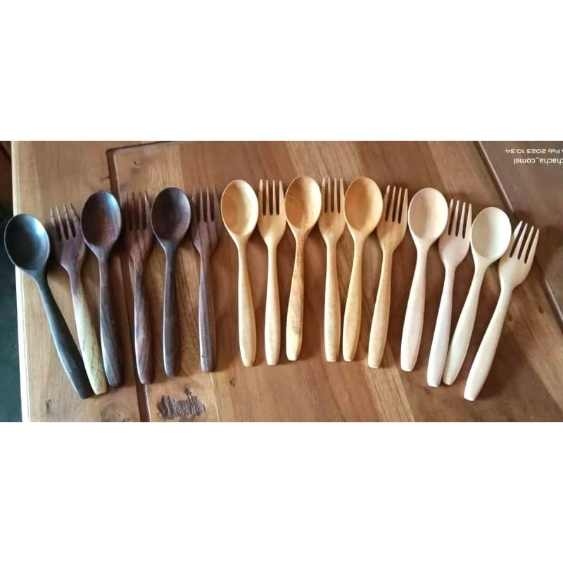 Jual Sendok garpu kayu foodgrade 1 set / sendok sono keling / sendok ...