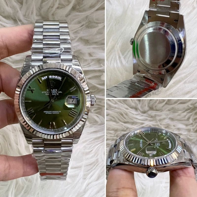 Jual Jam tangan Swiss RX Daydate Silver Green dial Automatic EWF ...