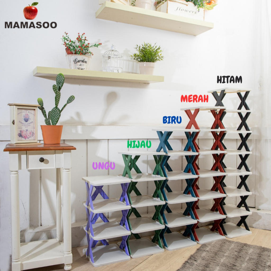 Jual MAMASOO Rak Sepatu & Sandal Susun Plastik Portable Aesthetic ...