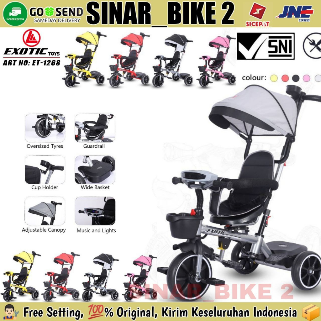 Jual Sepeda Roda Tiga Anak EXOTIC ET- 1268 & ET- 2255 Kursi Bisa Di Putar | Shopee Indonesia
