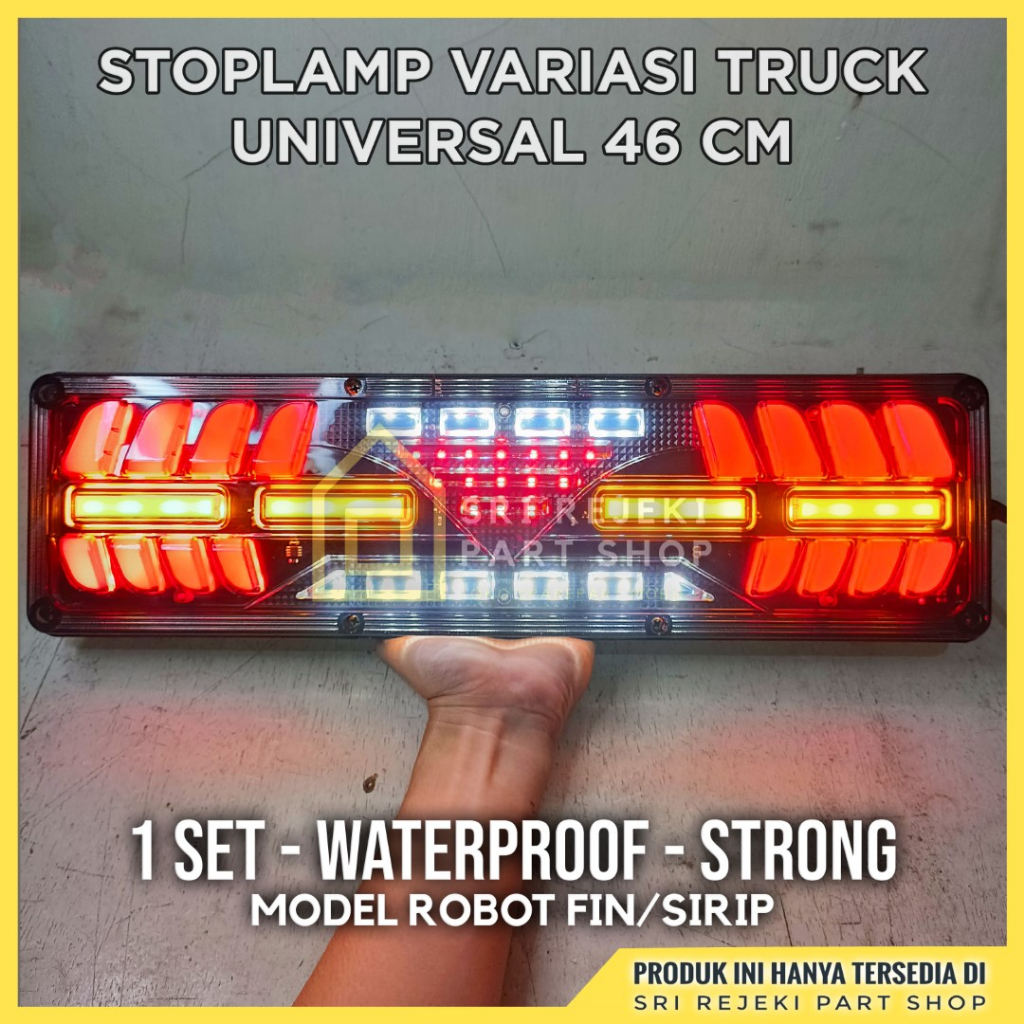 Jual 1 Set Stop Lamp Truk Variasi 46 CM Model Robot Fin Sirip 12 - 24 V Running Led Lampu ...