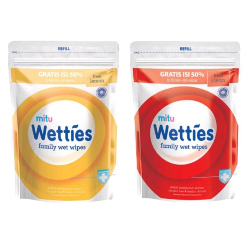 Jual MITU Wetties Tissue Basah Refill 90's | Shopee Indonesia