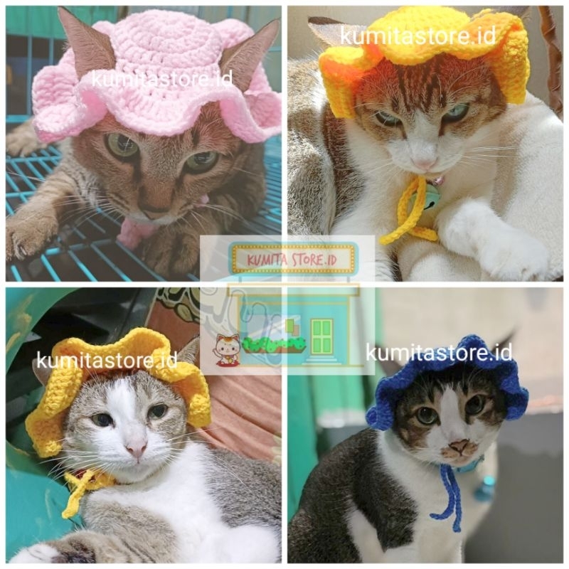 Jual Topi Kucing/ kelinci Bucket Hat Rajut KITTEN DAN ADULT READY ...