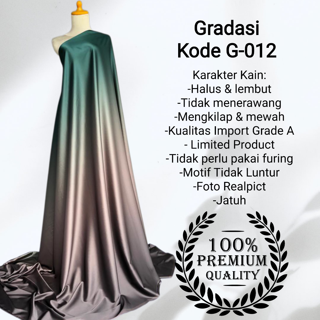 Jual Kain ARM Silk Mengkilap Motif Gradasi Warna harga setengah meter ...