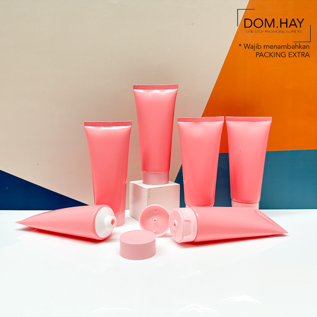 Jual 100ml Botol Tube PINK Fliptop Plastik Packaging Skin Care Kosmetik ...