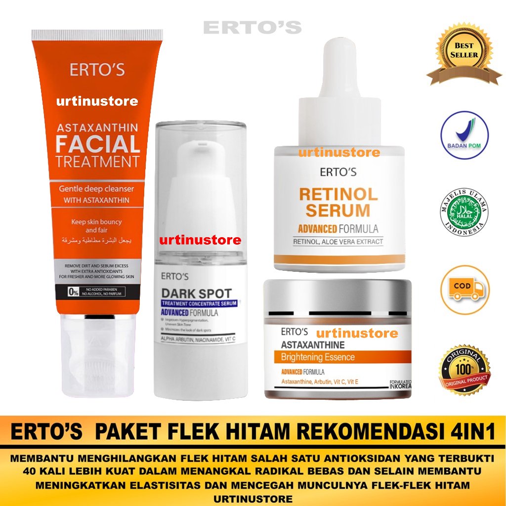 Jual Ertos Paket Flek Bintik Hitam 4IN1 (FACIAL TREATMENT NEW ASTAXANTHINE, DARK SPOT, RETINOL ...