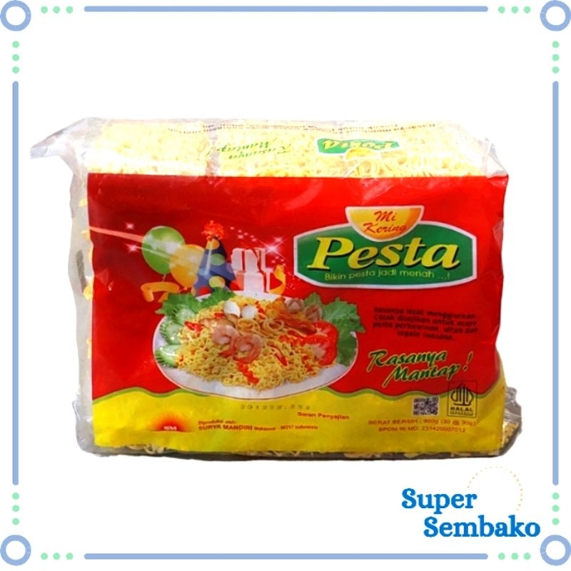 Jual MIE / MI KERING INSTAN CAP PESTA UKURAN BESAR 900g ISI 30 PCS ...