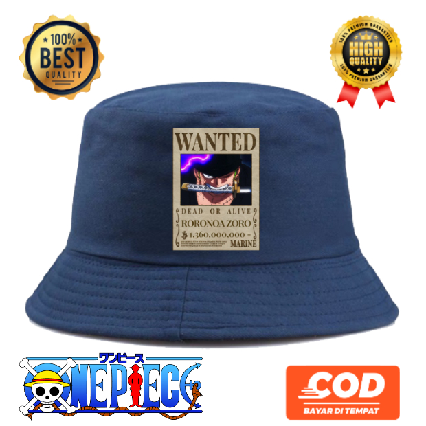 Jual bucket hat wanted onepiece monkey d luffy bidadari fashion ...