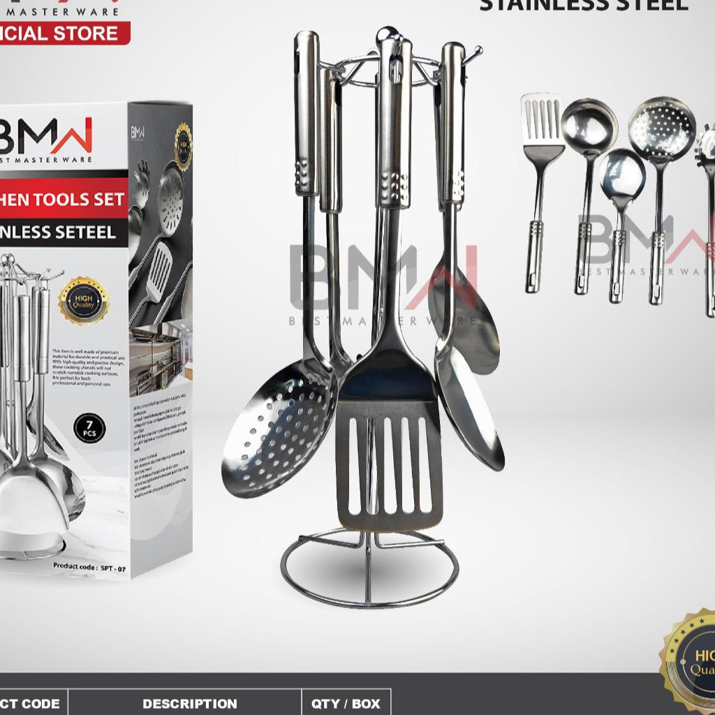 Jual Kitchen Tool Set 7 Pcs Stainless Alat Dapur Masak Spatula Set ...