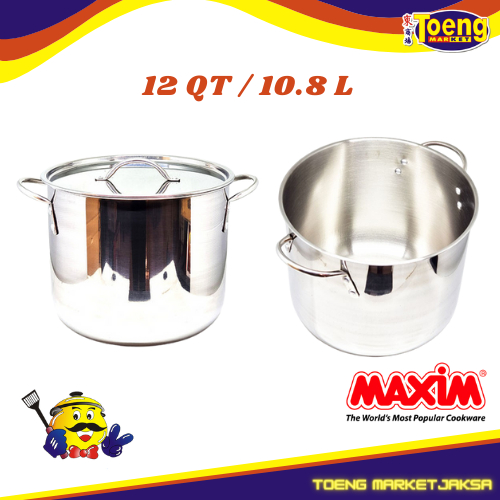 Jual STOCK POT 12 QT / 10.8 L STAINLESS MAXIM | Shopee Indonesia