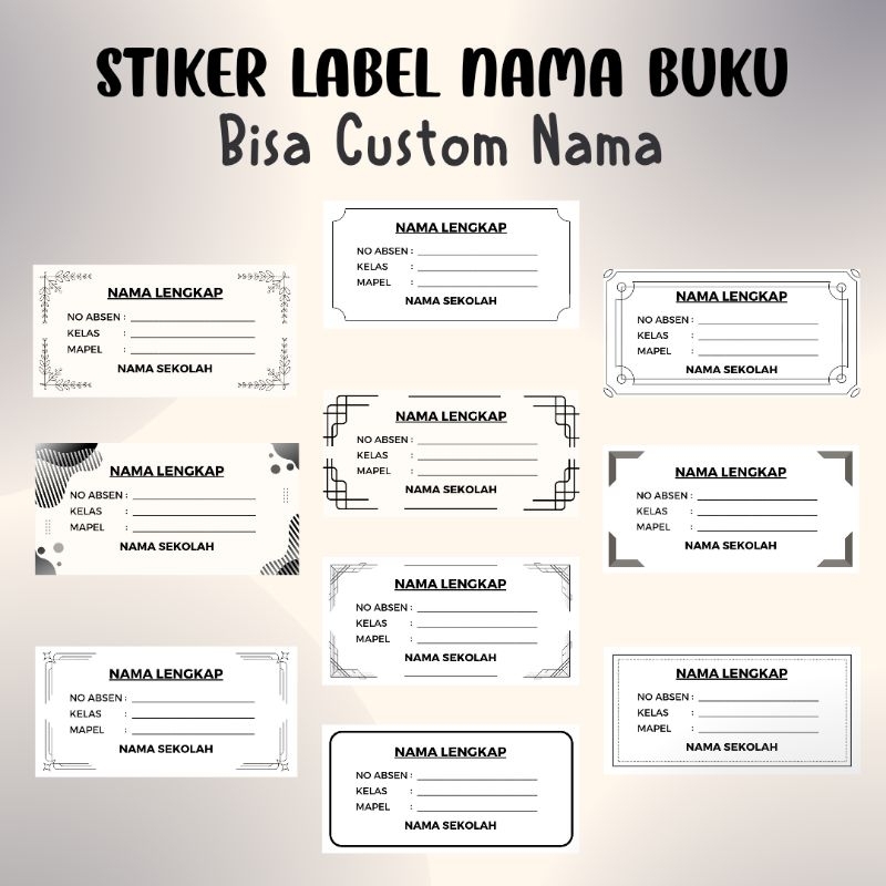Jual Stiker Label Nama Buku Custom | Hitam Putih | Shopee Indonesia