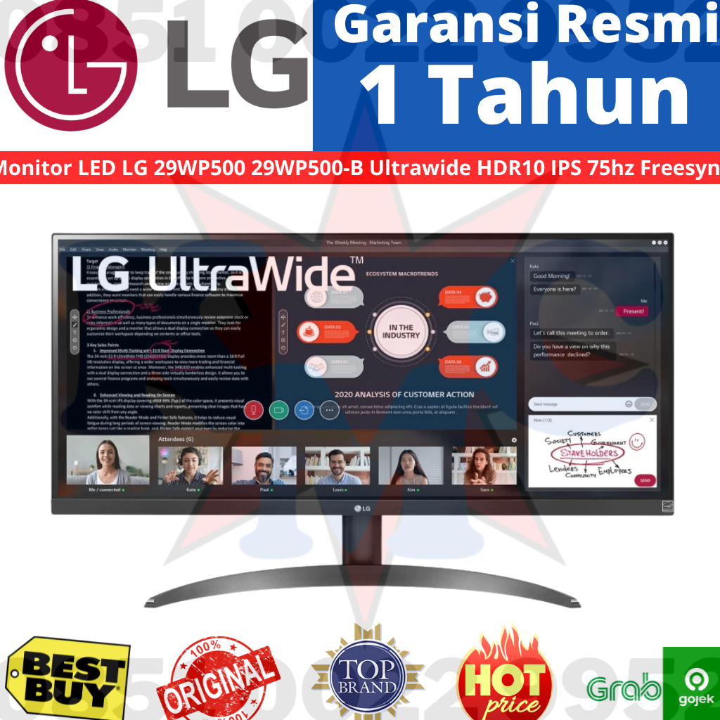 Jual Monitor LED LG 29WP500 29WP500 B Ultrawide HDR10 IPS 75hz Freesync ...