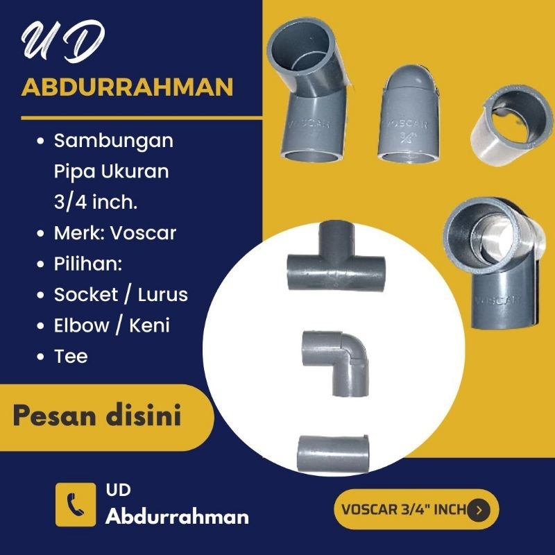 Jual Sambungan Pipa Paralon PVC Ukuran 3/4 inch, Tipe Sok / Lurus, Keni ...