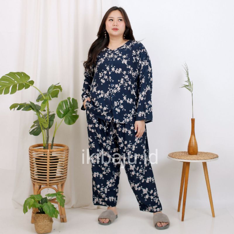 Jual Piyama Baju Tidur Wanita LD 130 Dewasa Jumbo Motif Lengan Panjang ...