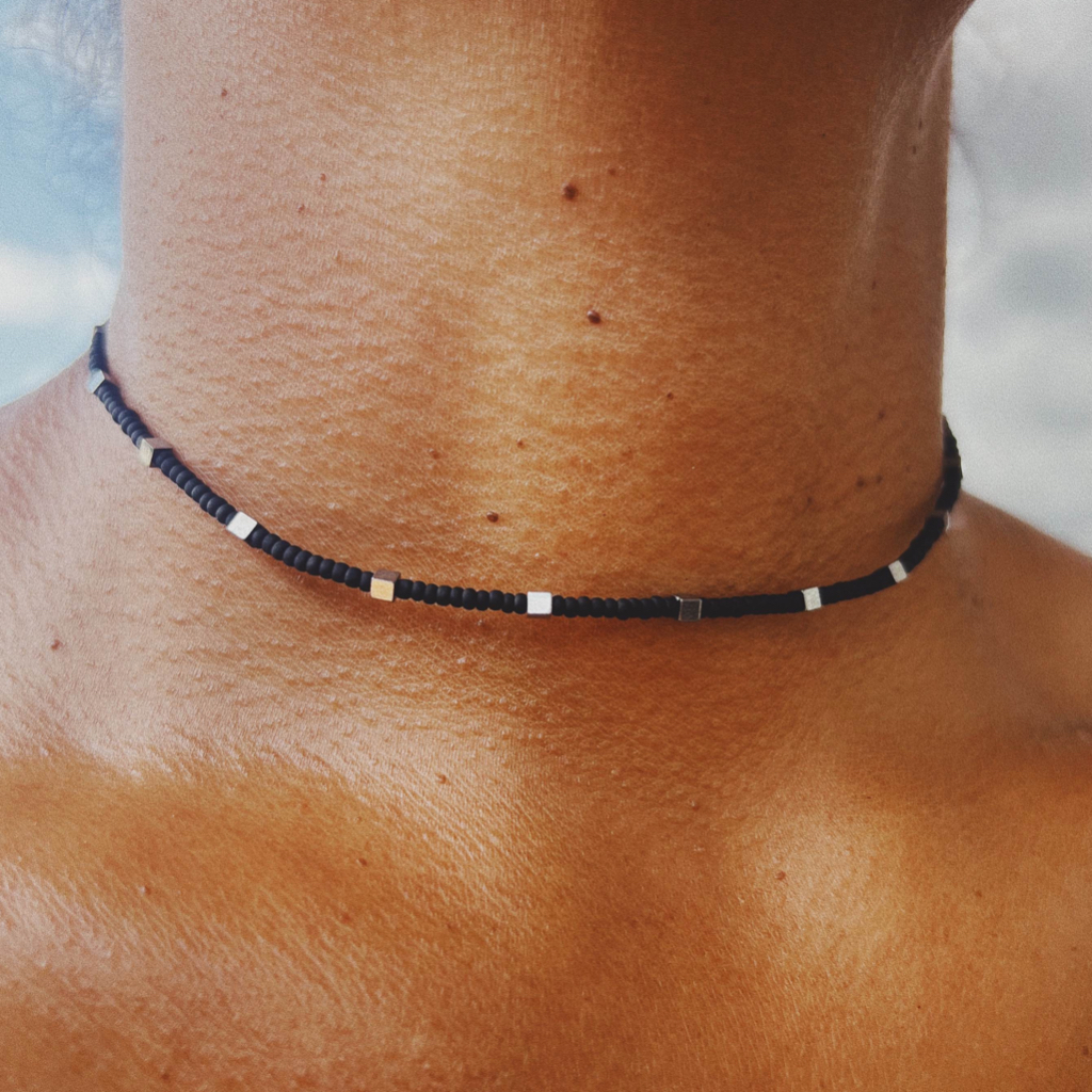 Jual Black Unisex Waterproof Choker Hematite Gemstones (new model ...