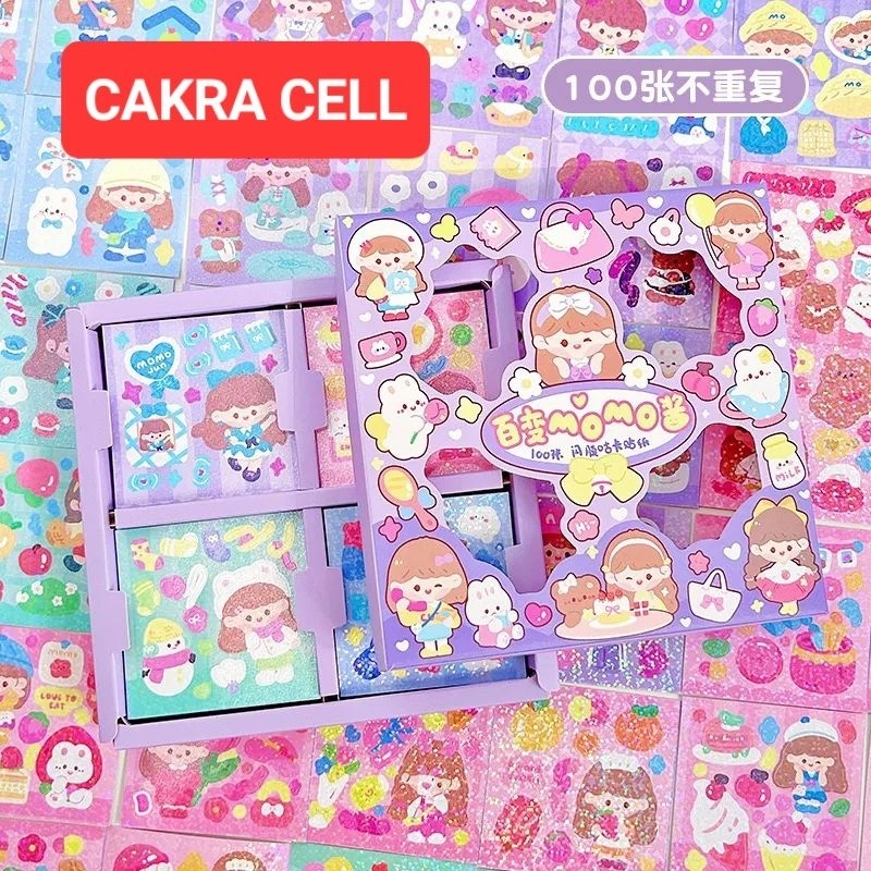 Jual Stiker Viral Lucu Kartun Momo Hologram Box Set 100 pcs | Shopee ...