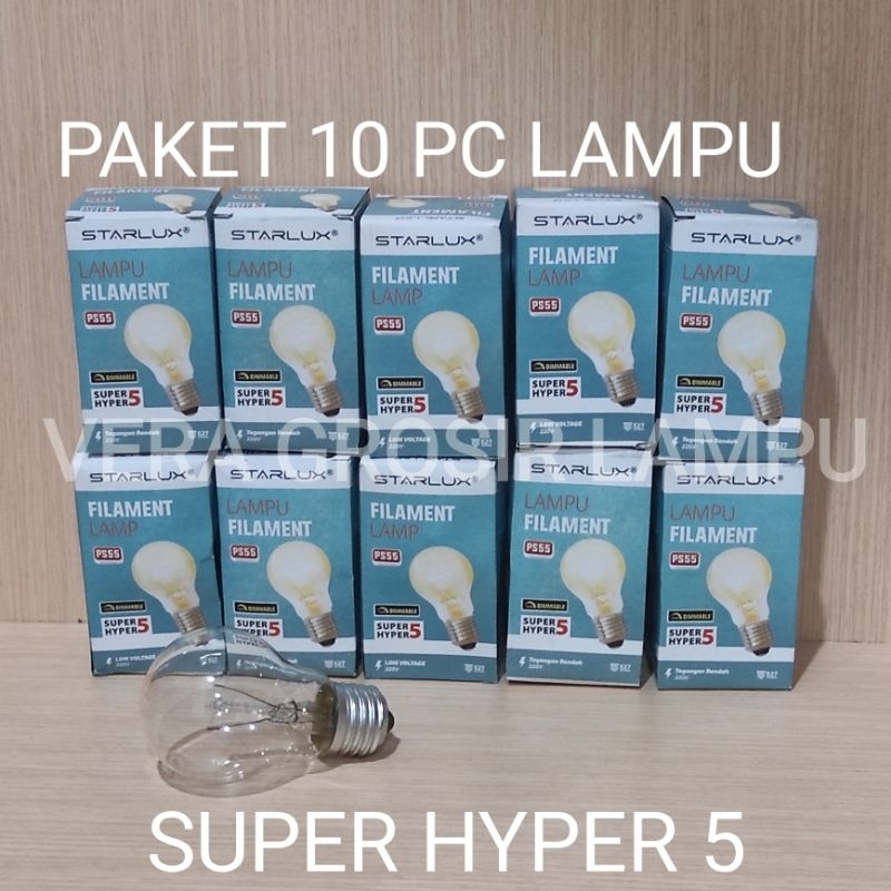 Jual 10 pc Lampu bholam pijar 5W Starlux super hyper 5 E27 cahaya kuning | Shopee Indonesia