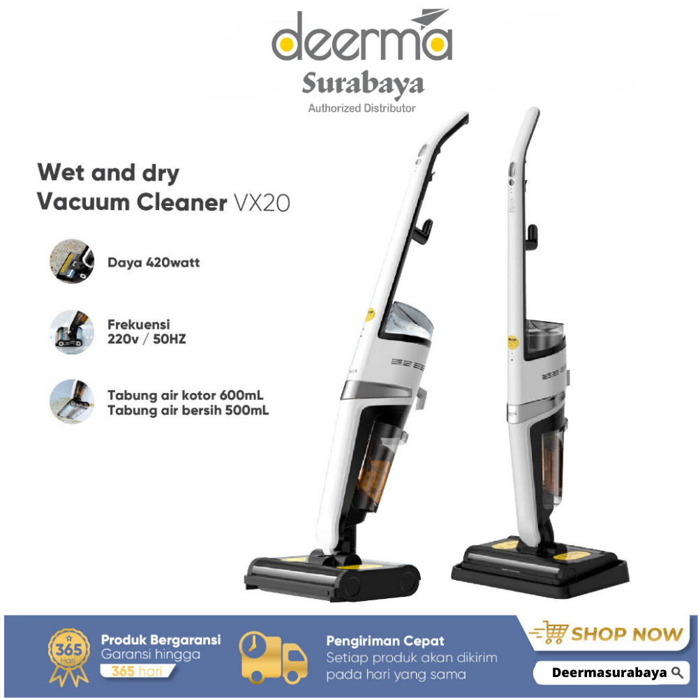 Jual Deerma VX20 Wet Dry Smart Vacuum Cleaner dual Shaft Penyedot Debu Basah FREE MOP | Shopee ...