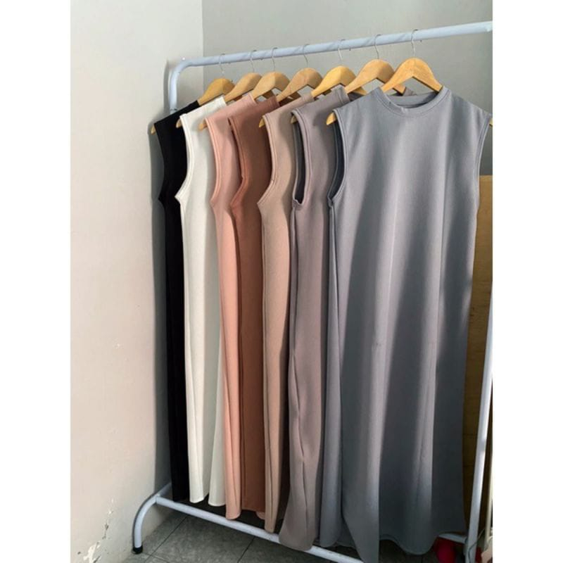 Jual INNER DRESS LONG SPAN TANPA LENGAN //SPANDEK STRETCH KNIT L,XL,XXL ...
