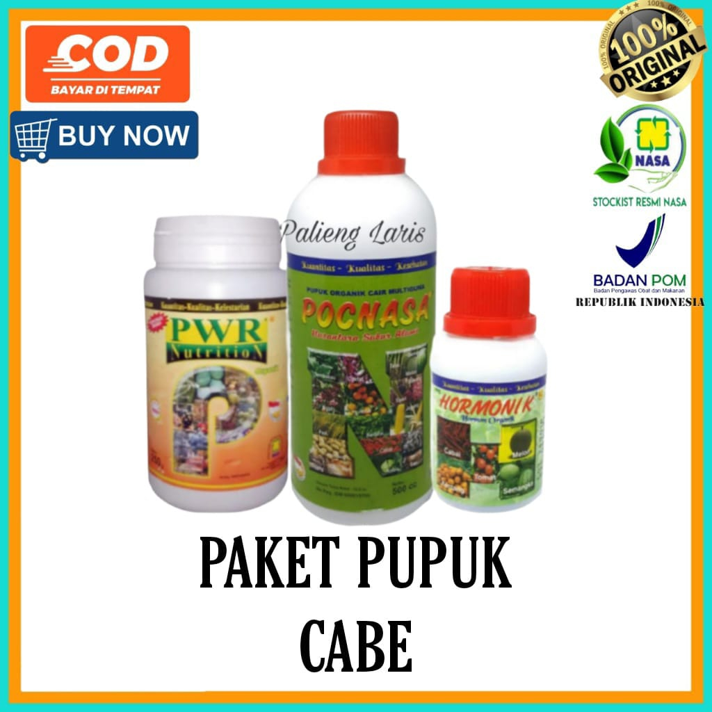 Jual PUPUK CABE NASA - POC NASA 500CC - HORMONIK 100CC - POWERNUTRITION 250GRM - PELEBAT CABE ...