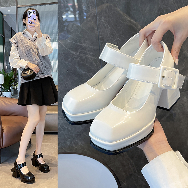 Jual Sepatu Hak Tinggi Tahu Wanita Terbaru Korea Hitam Tali Gesper ...