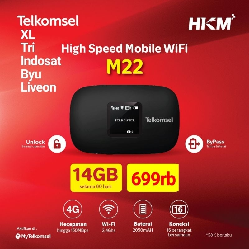 Jual [BYPASS] MODEM WIFI 4G LTE HKM M22 TELKOMSEL HKM M21 OBIT N1 HKM M22 ORBIT N2 BERGARANSI ...