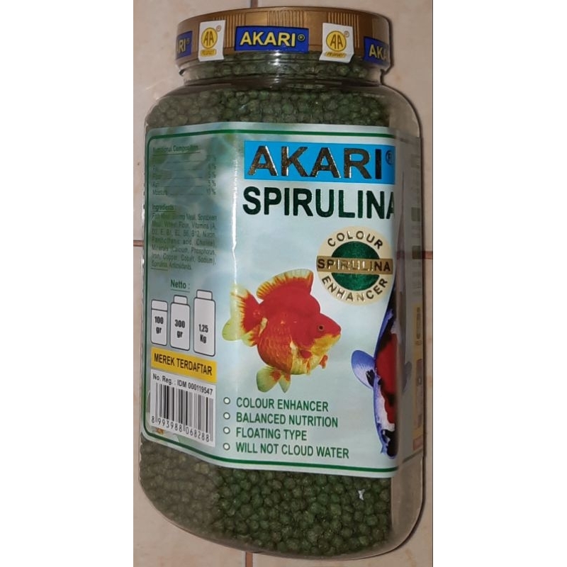 Jual pelet akari spirulina 2 mm 300 gram ( floating ) ( toples ...