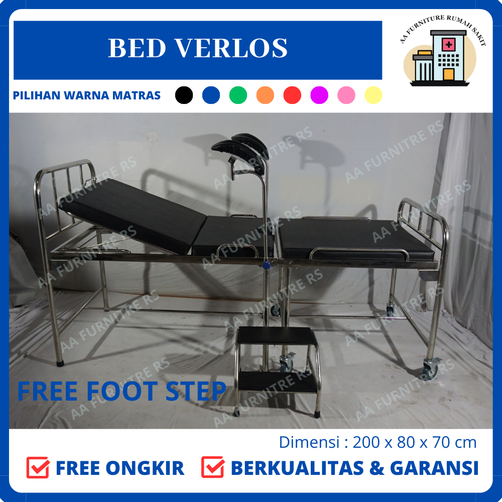 Jual Bed Verlos Bed Partus Type Knockdown Stainless Steel Bed ...