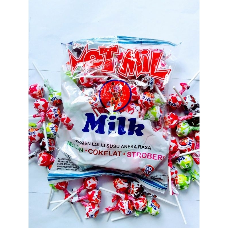 Jual grosir permen sunduk hotmil rasa susu (isi 50 butir) | Shopee ...