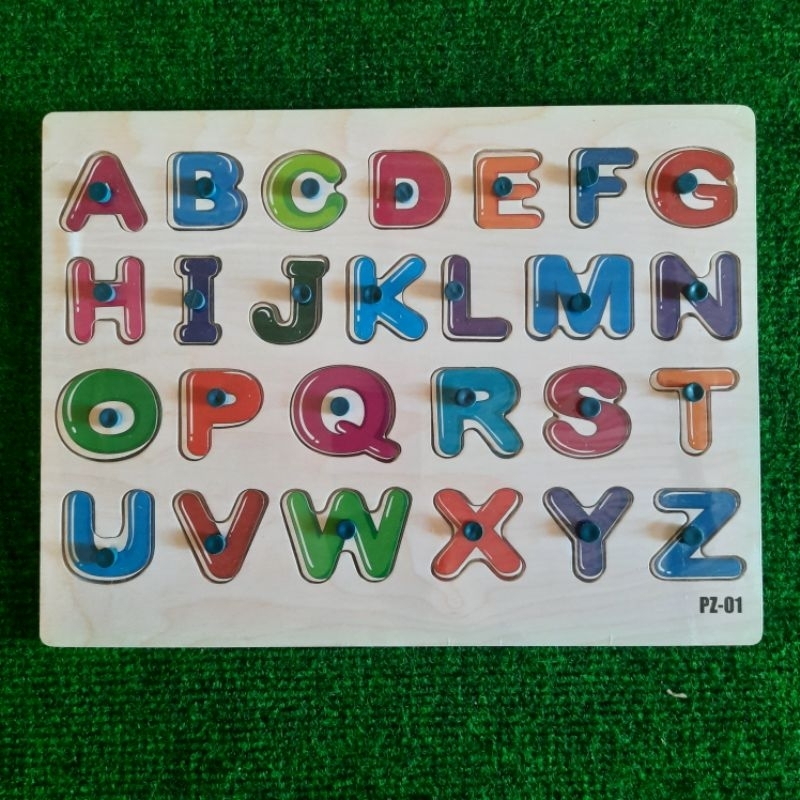 Jual Puzzle kayu knop motif abjad huruf besar | Shopee Indonesia