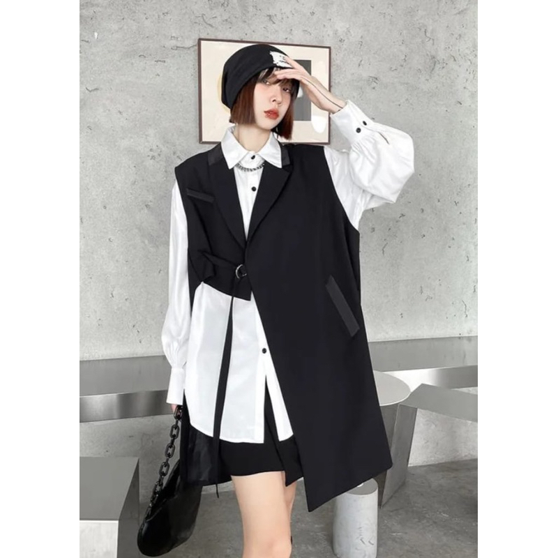 Jual Blazer Zigzag polos asimetric harajuku / vest korean style / rompi ...