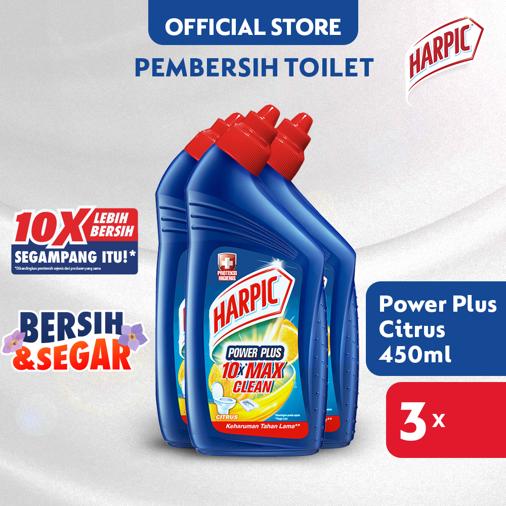 Jual Harpic Power Plus 10X Max Clean Citrus 450 ml x 3pcs | Shopee Indonesia