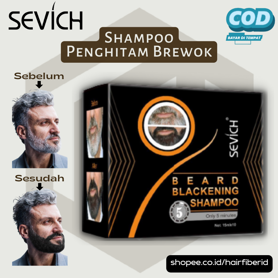 Jual SEVICH Beard Blackening Shampoo Cat Sampo Penghitam Brewok Jenggot ...